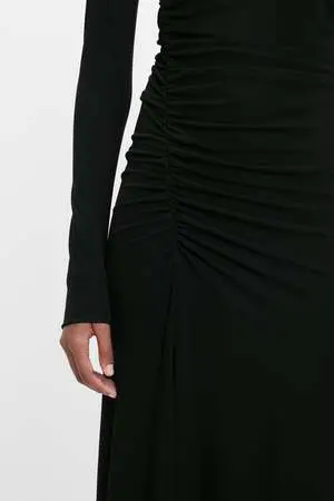 Victoria Beckham Slash-neck Ruched Midi Dress