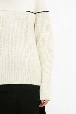Victoria Beckham Collar Detail Jumper - Natural