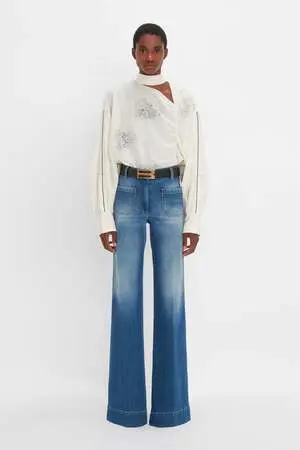 Victoria Beckham Asymmetric Gather Detail Top - Cream