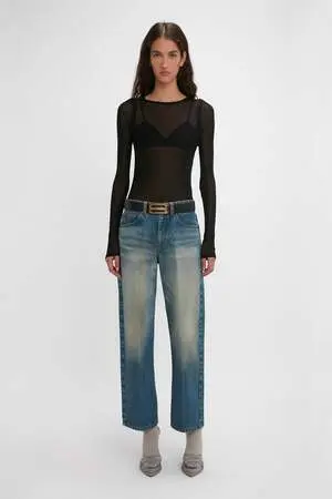 Victoria Beckham Long Sleeve Crew Neck Top - Black