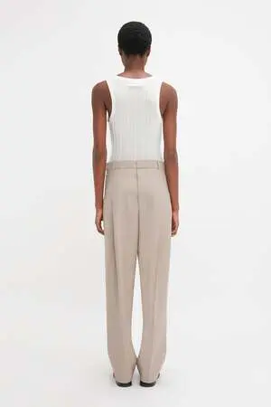 Victoria Beckham Reverse Front Trouser - Sesame