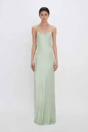 Victoria Beckham Exclusive Low Back Cami Floor-length Dress - Jade