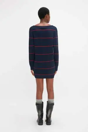 Victoria Beckham Frame Detail Jumper Dress - Navy-red