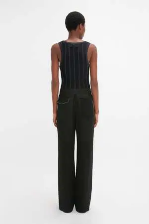 Victoria Beckham Fine Knit Vertical Stripe Tank - Black-blue