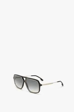 Victoria Beckham Double Bridge Aviator Sunglasses - Black