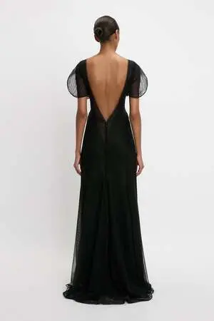 Victoria Beckham Sheer Gathered Waist Floor-length Dress