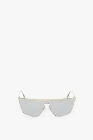 Victoria Beckham Geometric Visor Sunglasses - Silver-mirror