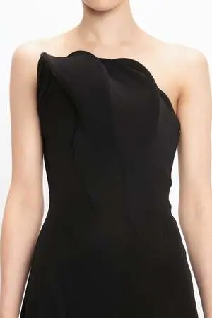 Victoria Beckham Strapless Wave Detail Gown
