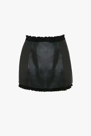 Victoria Beckham Ruched Leather Mini Skirt