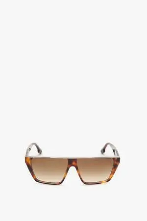Victoria Beckham Flat Top Visor Sunglasses - Tortoise