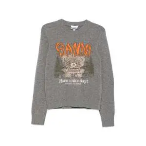 GANNI Grey Knitwear Jumpers - Gray