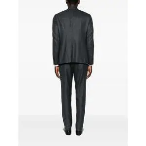 Isaia Grey Suits Double Breasted Suits - Gray