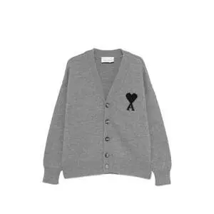 AMI Paris Grey Sweaters & Knitwear Cardigans - Gray