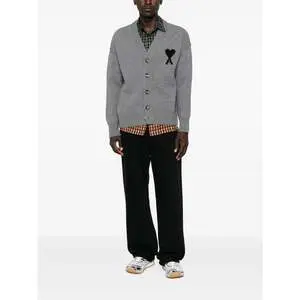 AMI Paris Grey Sweaters & Knitwear Cardigans