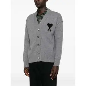 AMI Paris Grey Sweaters & Knitwear Cardigans