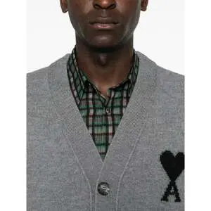 AMI Paris Grey Sweaters & Knitwear Cardigans