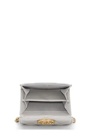 Chanel Lambskin 19 Flap Card Holder On Chain - Grey