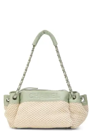 CHANEL Green Woven Lax Accordion Bag