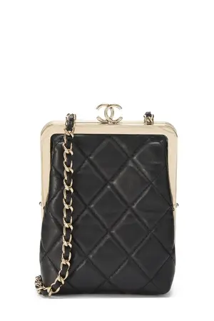 Chanel Lambskin Plexiglass Clutch On Chain - Black