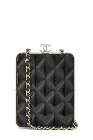 Chanel Lambskin Plexiglass Clutch On Chain