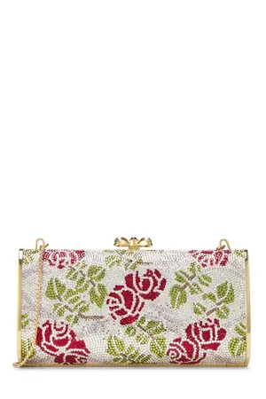JUDITH LEIBER Multicolor Crystal Floral Minaudière