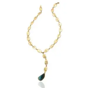 RARE MATTERS JEWELRY Golden Drift Necklace - Blue