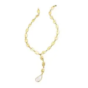 RARE MATTERS JEWELRY Golden Drift Clear Quartz Necklace - White