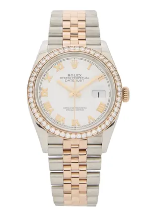 Rolex Everose Datejust Roman Diamond Bezel 126281rbr - White