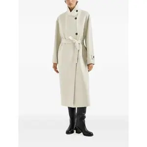 Brunello Cucinelli Neutrals Coats Single Breasted Coats - Cream