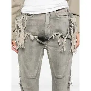 Rick Owens Grey Denim Bootcut Jeans