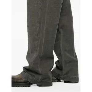 Rick Owens Grey Denim Wide-leg Jeans
