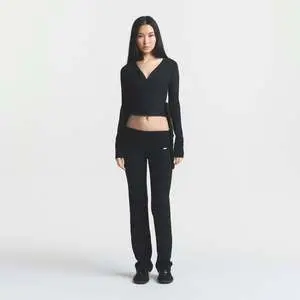 SKIMS Wrap Sweater | Black | | Essential Knit - Onyx