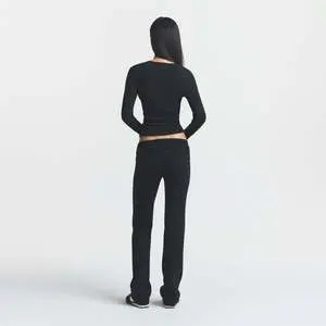 SKIMS Foldover Pants | Black | | Essential Knit