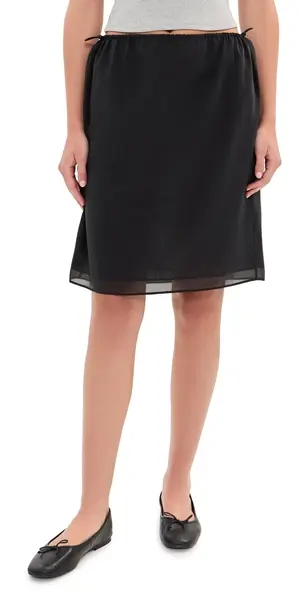LE BOP Organza Pull On Bungee Skirt - Black