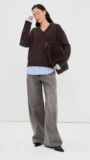 Acne Studios V Neck Pullover Wool Sweater