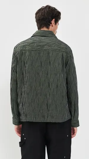 NICHOLAS DALEY Tucked Dobby Stripe Workers Shacket