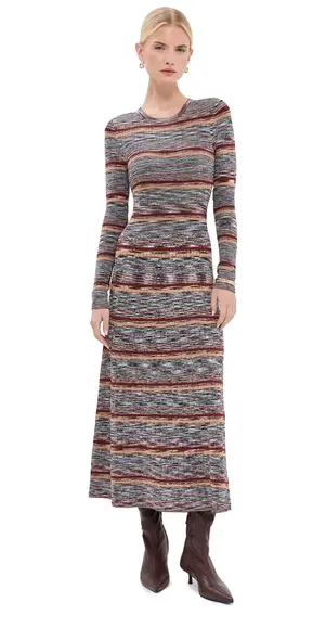 Veronica Beard Nami Knit Dress - Rust Multi