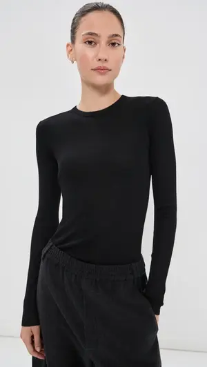 Tibi Feather Weight Ribbed Cutout Tee