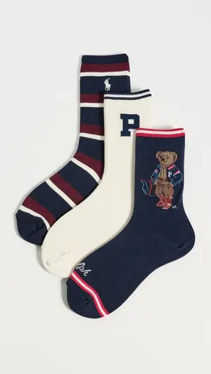 Polo Ralph Lauren Fall Bear Socks 3-pack