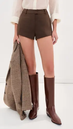 LE BOP Josie Faux Suede Hot Shorts - Coffee