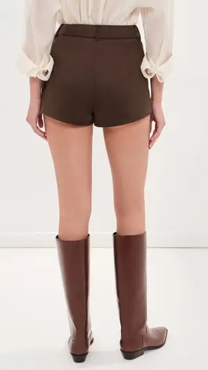 LE BOP Josie Faux Suede Hot Shorts - Coffee