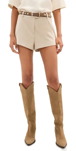 LE BOP Josie Faux Suede Hot Shorts Stone