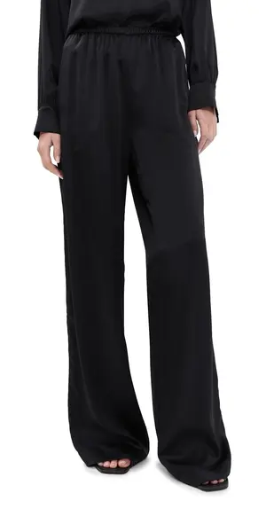 Sablyn Lexi Low Relaxed Silk Pull On Pants - Black
