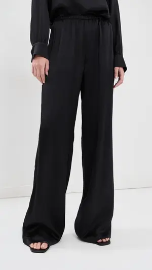 Sablyn Lexi Low Relaxed Silk Pull On Pants - Black