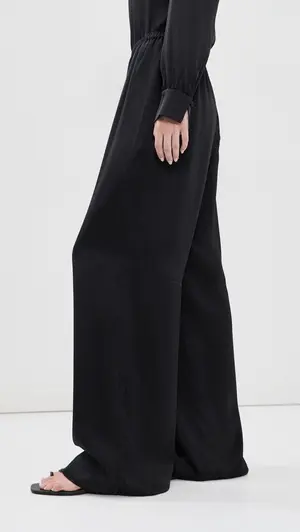 Sablyn Lexi Low Relaxed Silk Pull On Pants - Black