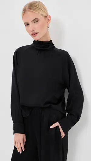 Sablyn Nadine Slouchy Turtleneck Silk Blouse