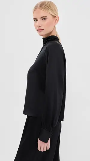 Sablyn Nadine Slouchy Turtleneck Silk Blouse