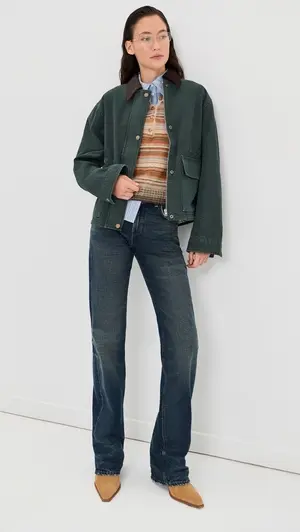 Acne Studios Canvas Jacket With Leather Collar