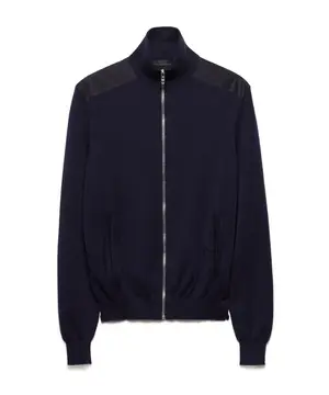 Prada Cashmere Zipper Cardigan - Navy Blue