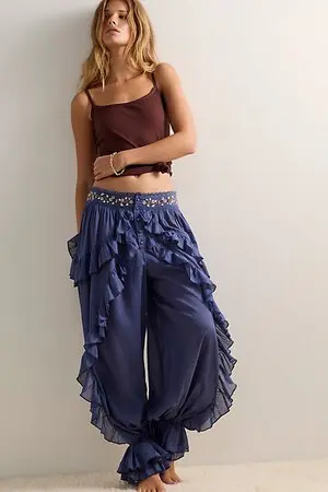 Free People Play For Keeps Ruffle Pants - Open Waters